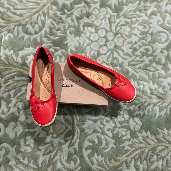 Clarks | Shoes | Clarks Red Leather Slipon Shoes | Poshmark